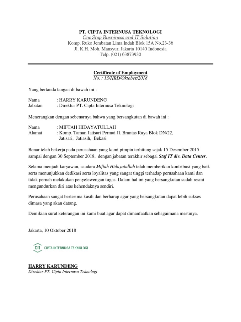 Contoh Paklaring | PDF