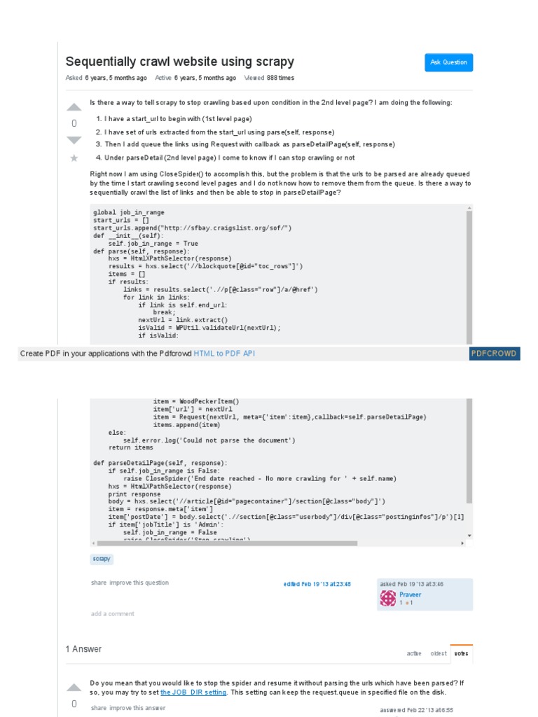 Sequentially Crawl Website Using Scrapy: Asked Active Viewed | PDF ...