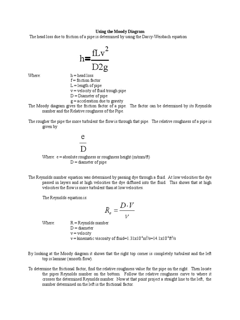 Using the Moody Diagram for Friction Factors | PDF
