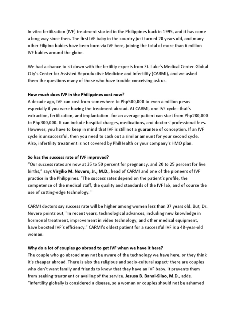 In Vitro Fertilization in PHILIPPINES | PDF | In Vitro Fertilisation ...