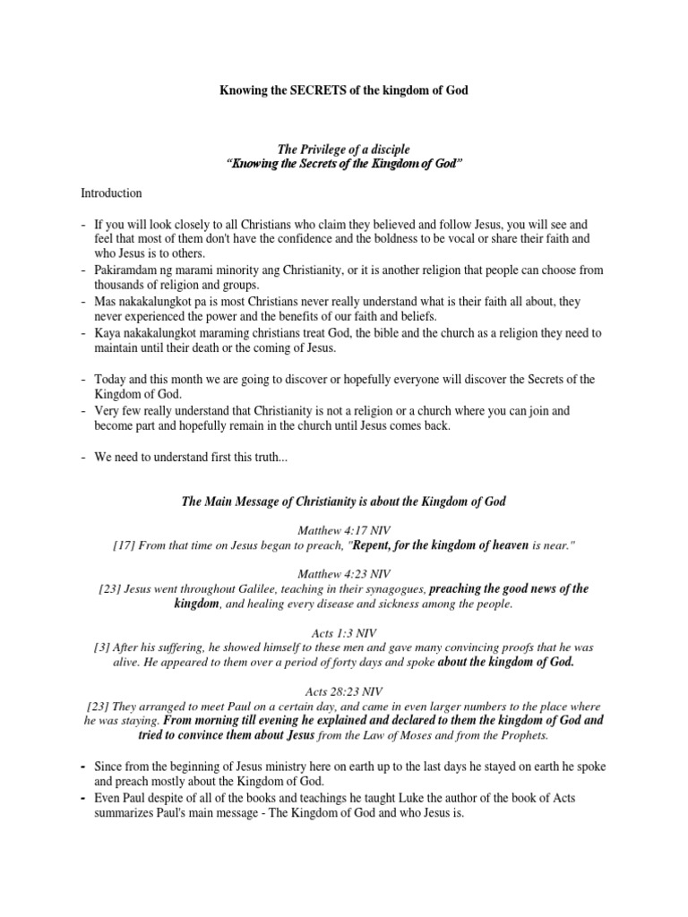 Secrets of the Kingdom of God Revealed | PDF | Gospel Of Matthew | Babylon