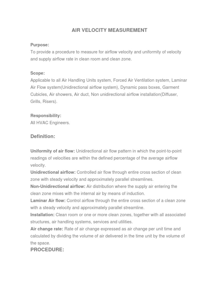 Air Velocity Measurement | PDF | Physical Quantities | Continuum Mechanics