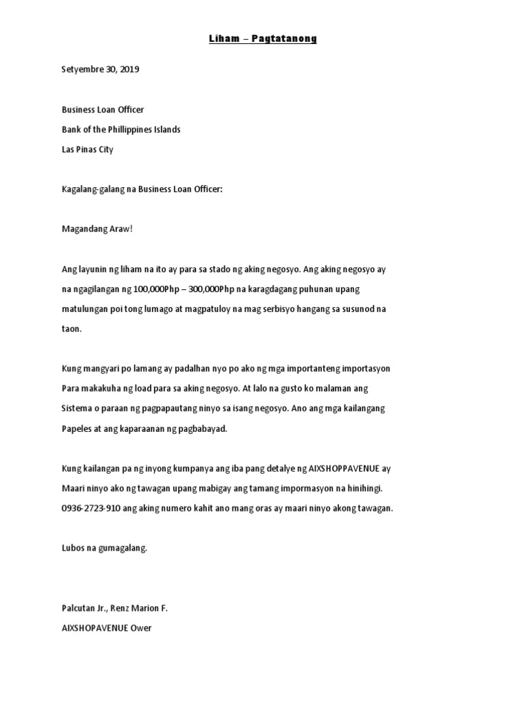 Liham - Pagtatanong.docx