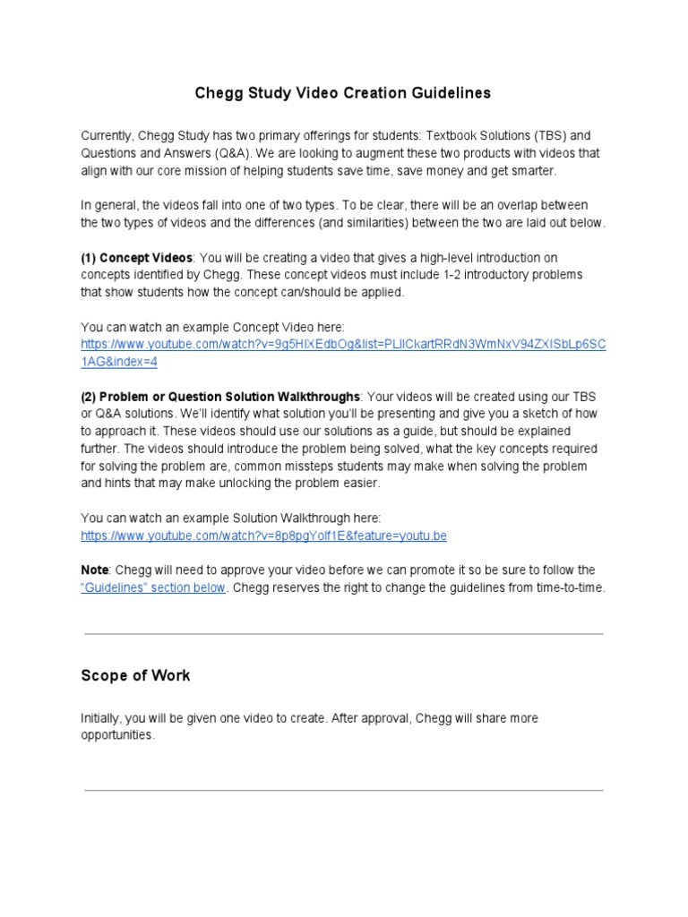Chegg Study Video Creation Guidelines (CreatorUp) | PDF | Icon ...