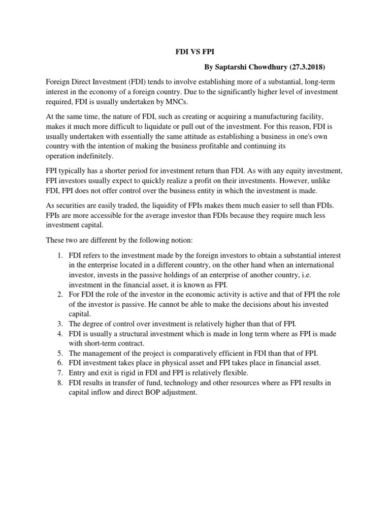 Fdi VS Fpi | PDF