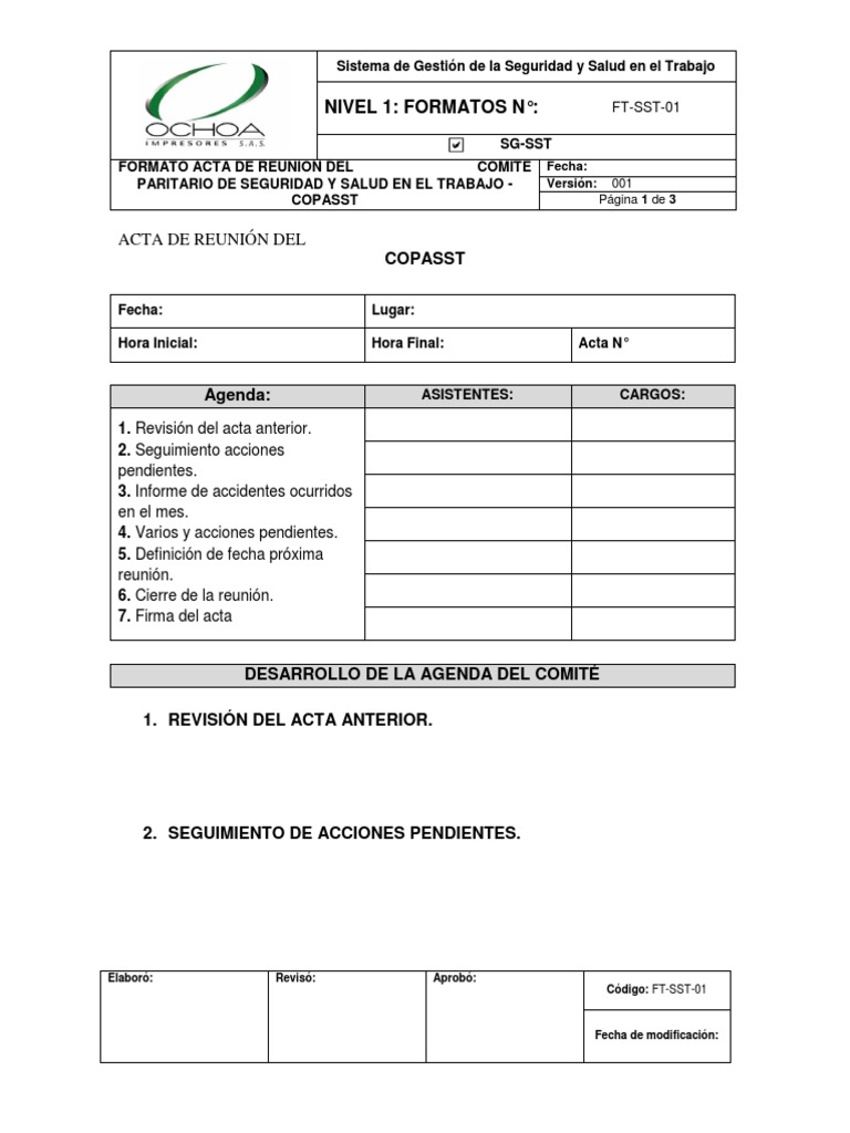 Acta de Reunión COPASST | PDF | Business