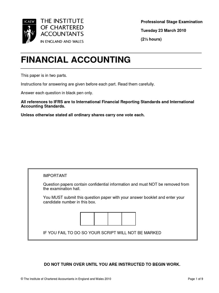ICAEW Financial Accounting Past Papers Combined 2010-2013 | Balance ...