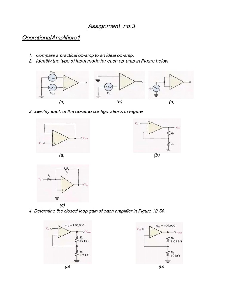 Analysis of Operational Amplifier Circuits: Gains, Inputs, Outputs, and ...