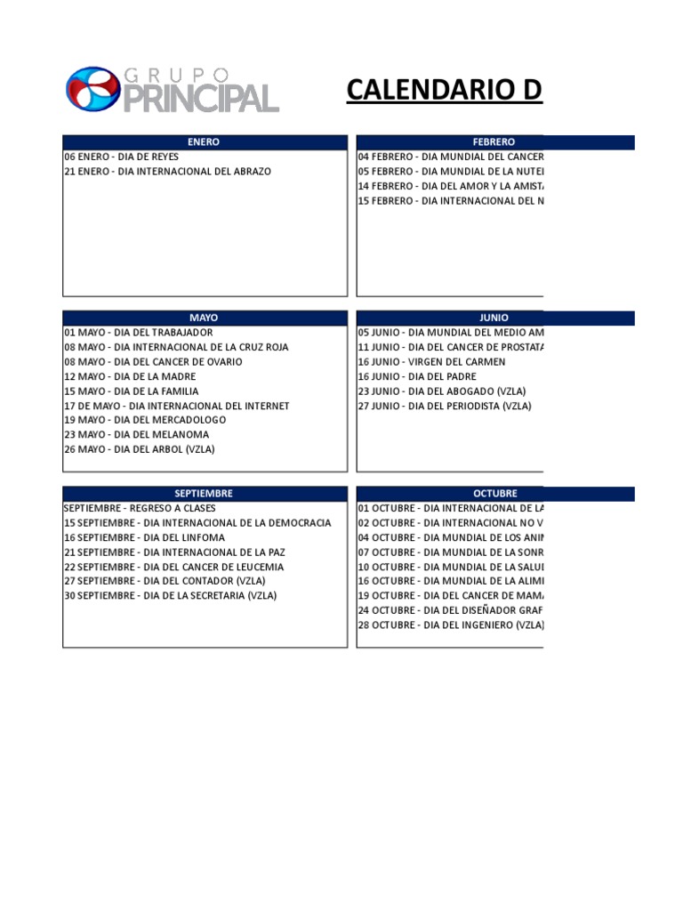 Calendario de Fechas Importantes | PDF | Cáncer | Medicina