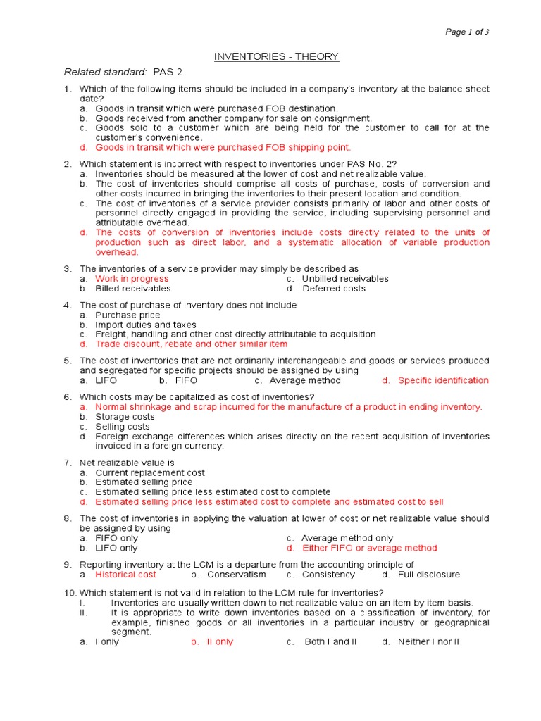 09 - Inventories - Theory | PDF | Inventory Valuation | Inventory
