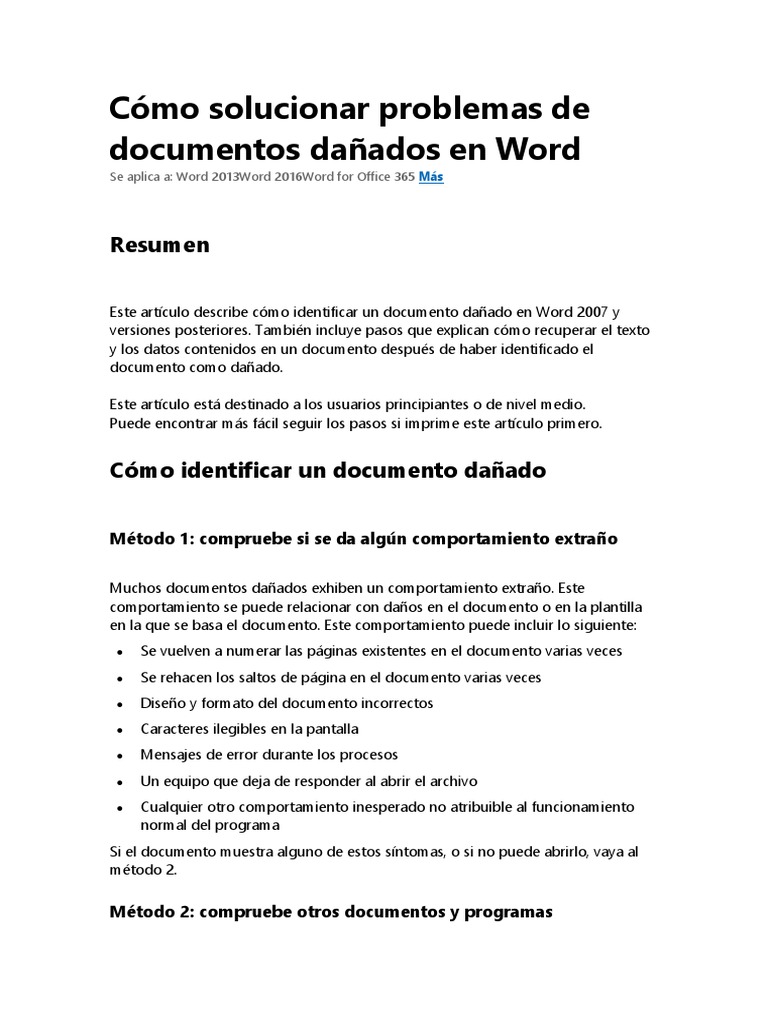 Problemas Con Word | PDF | Microsoft Word | Formato de archivo