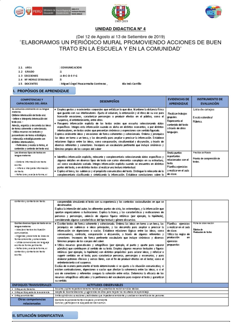 Cuarta Unidad | PDF | Comprensión lectora | Información
