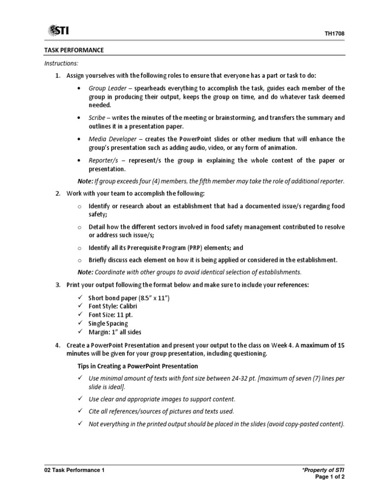 Task Performance: Property of STI | PDF | Microsoft Power Point ...