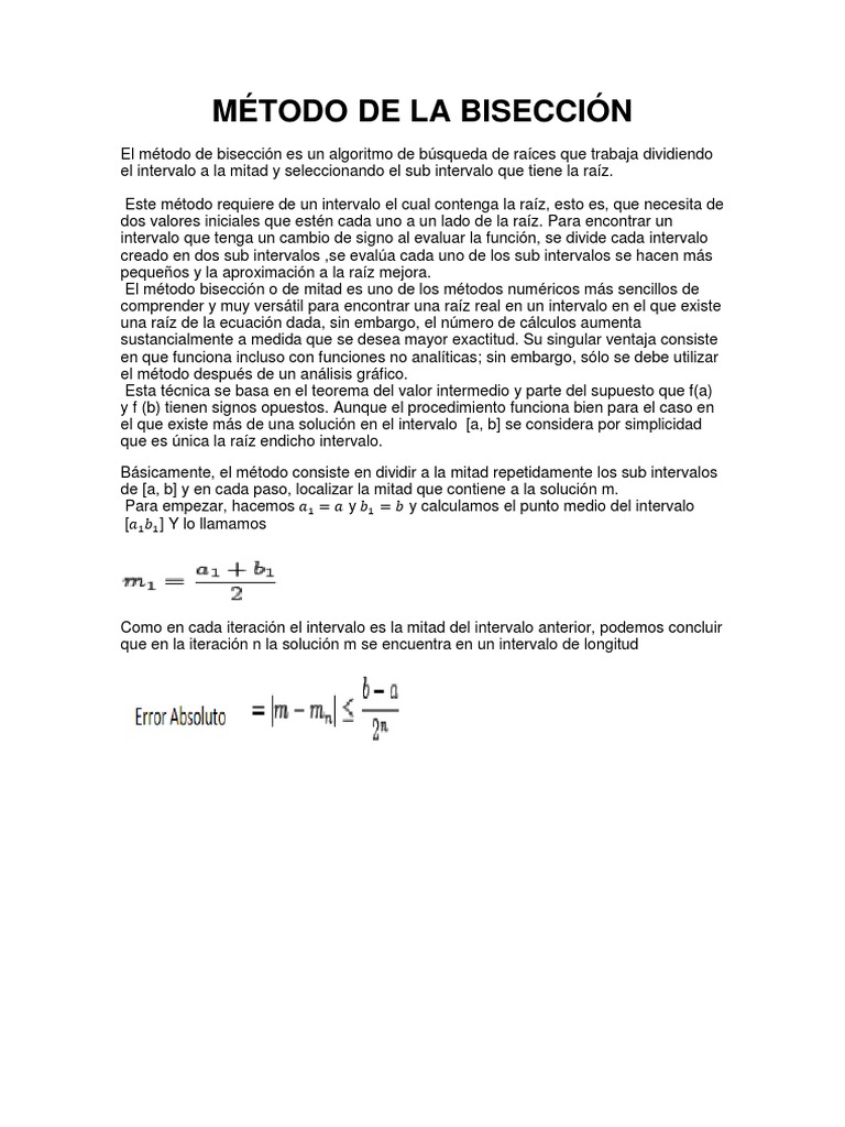 Método de La Bisección | Análisis matemático | Conceptos matemáticos