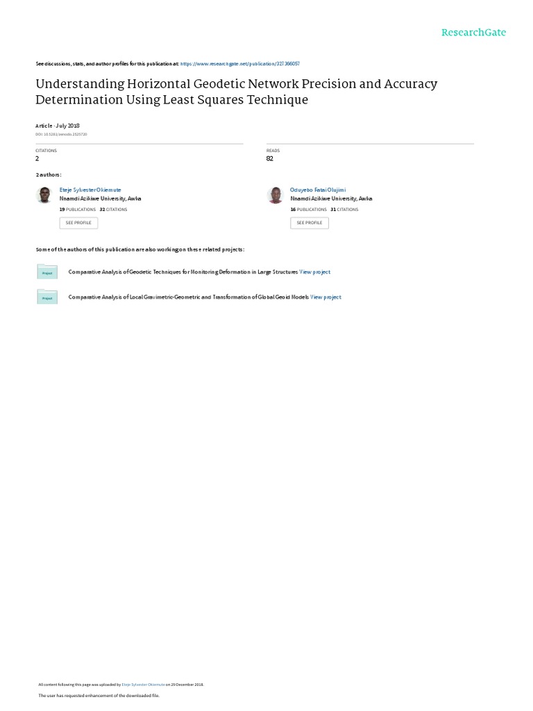 Understanding Horizontal Geodetic Network Precision And Accuracy Determination Using Least
