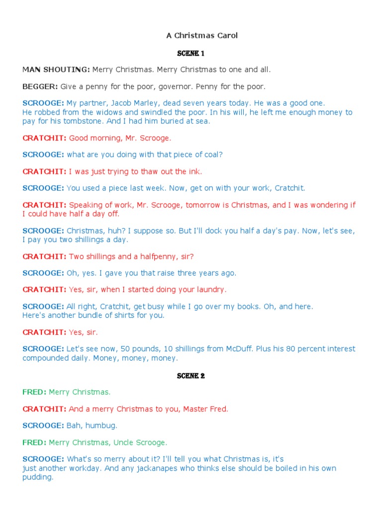 Christmas Script SCENES | PDF | Ebenezer Scrooge | Christmas Novels Christmas Script SCENES | PDF | Ebenezer Scrooge | Christmas Novels