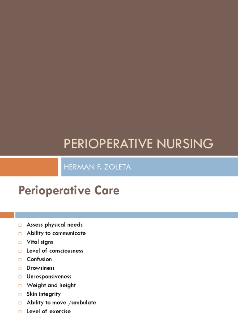 Perioperative Nursing Care Guidelines | PDF | Anesthesia | Surgery