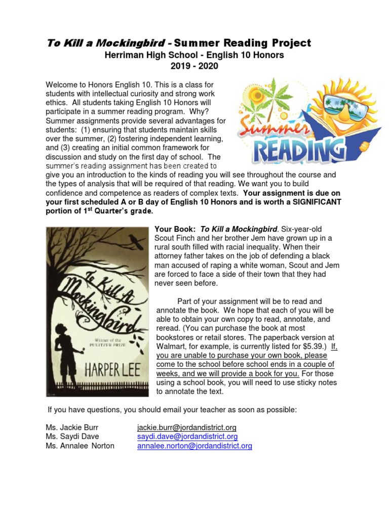To Kill A Mockingbird - : Herriman High School - English 10 Honors 2019 ...