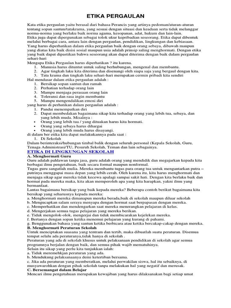 Etika Pergaulan | PDF