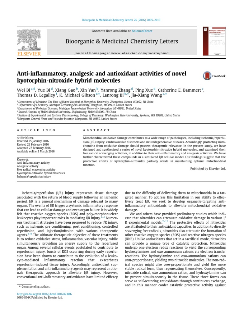 Bioorganic & Medicinal Chemistry Letters | PDF | Reactive Oxygen ...