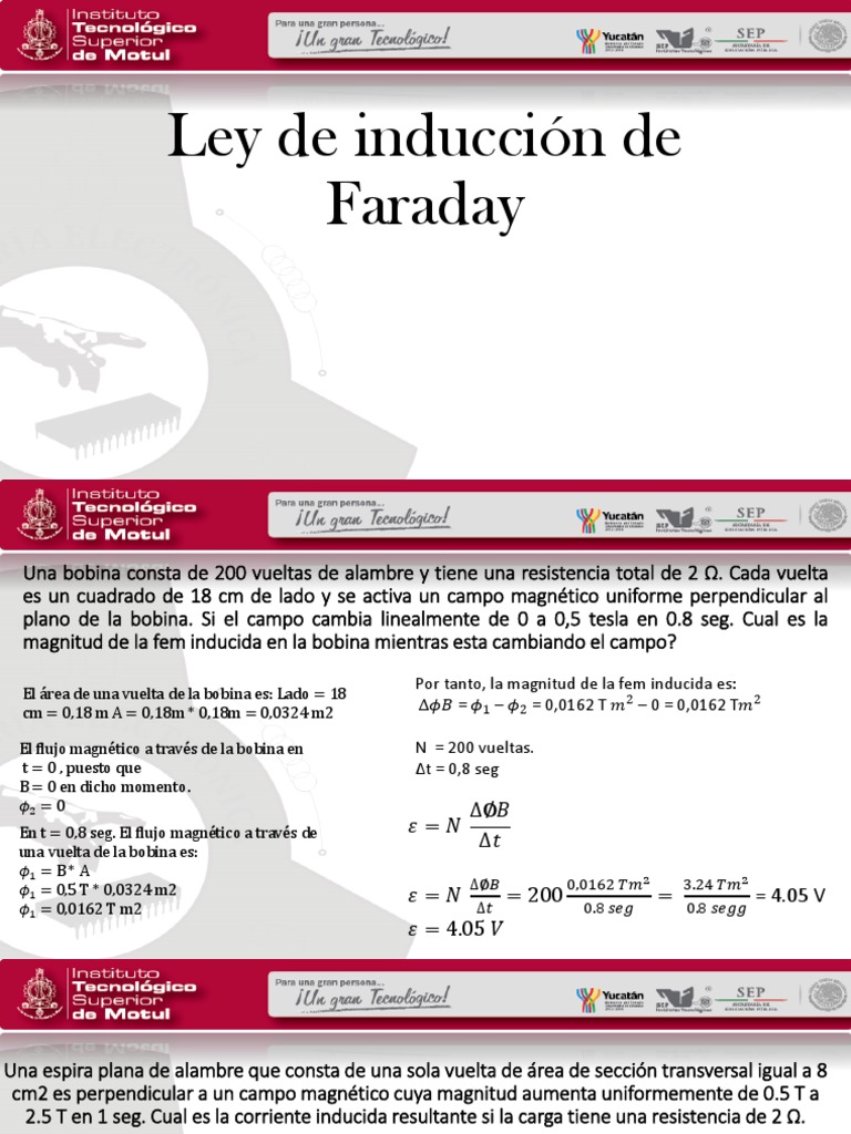 Ley De Inducción De Faraday Pdf Inductor Campo Magnético