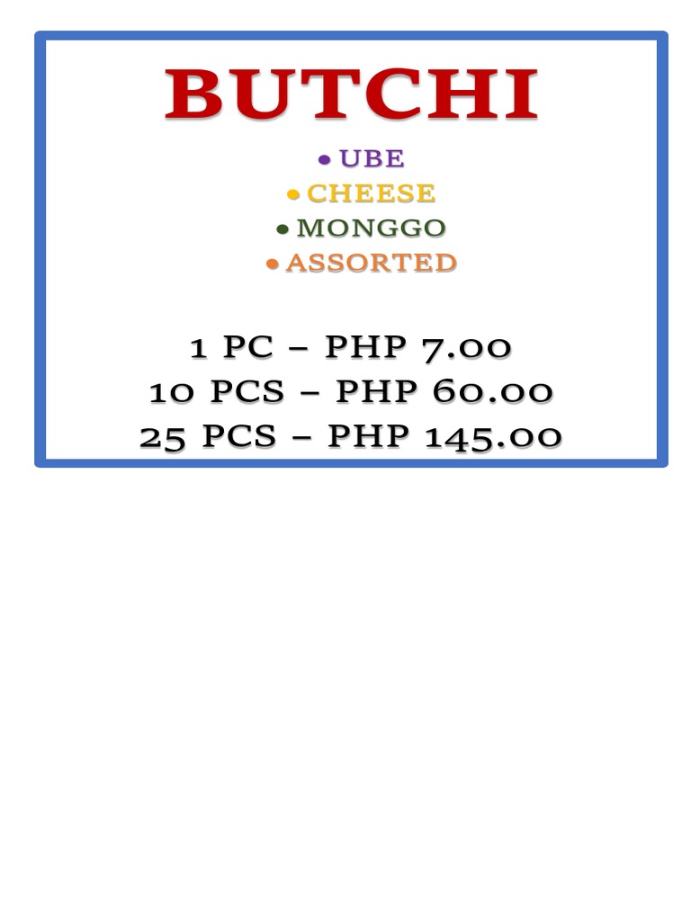 Butchi and Monica's Product Prices | PDF