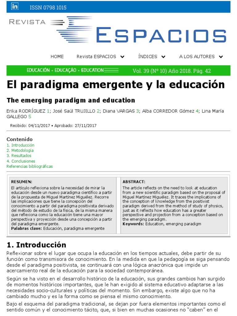 El Paradigma Emergente en Educacion | PDF | Paradigma | Conocimiento
