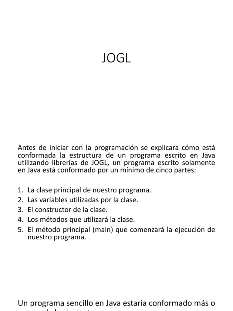 Estructura de Java con JOGL y OpenGL | PDF | Java (lenguaje de ...