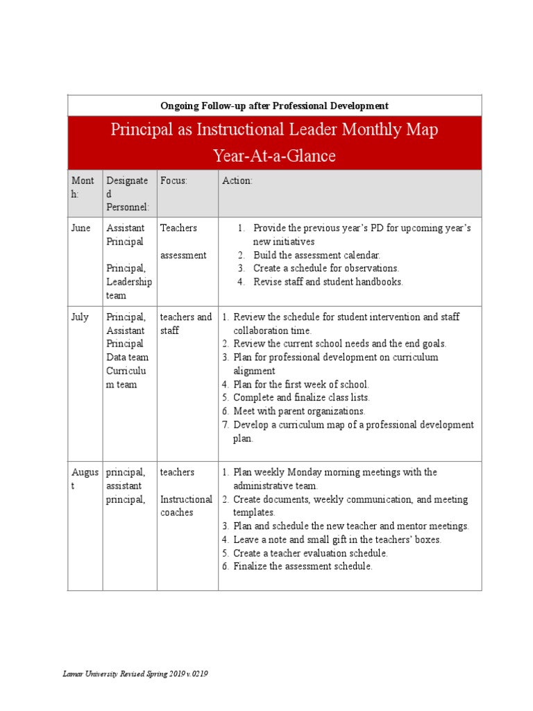 Year at A Glance | PDF | Teachers | Applied Psychology