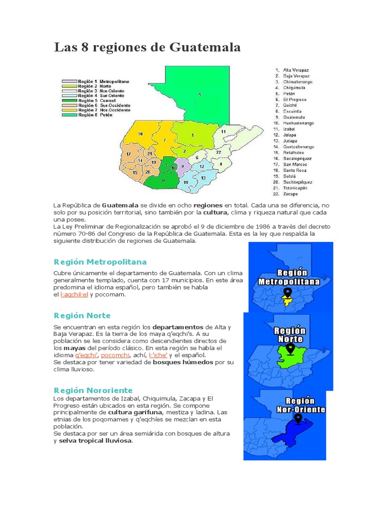 Las 8 Regiones de Guatemala | PDF | Guatemala | Vinagreta