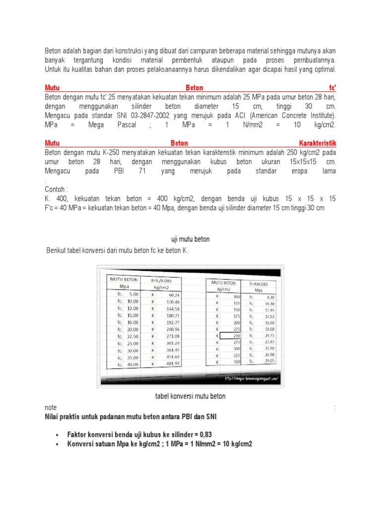 Rumus Fc'Beton | PDF