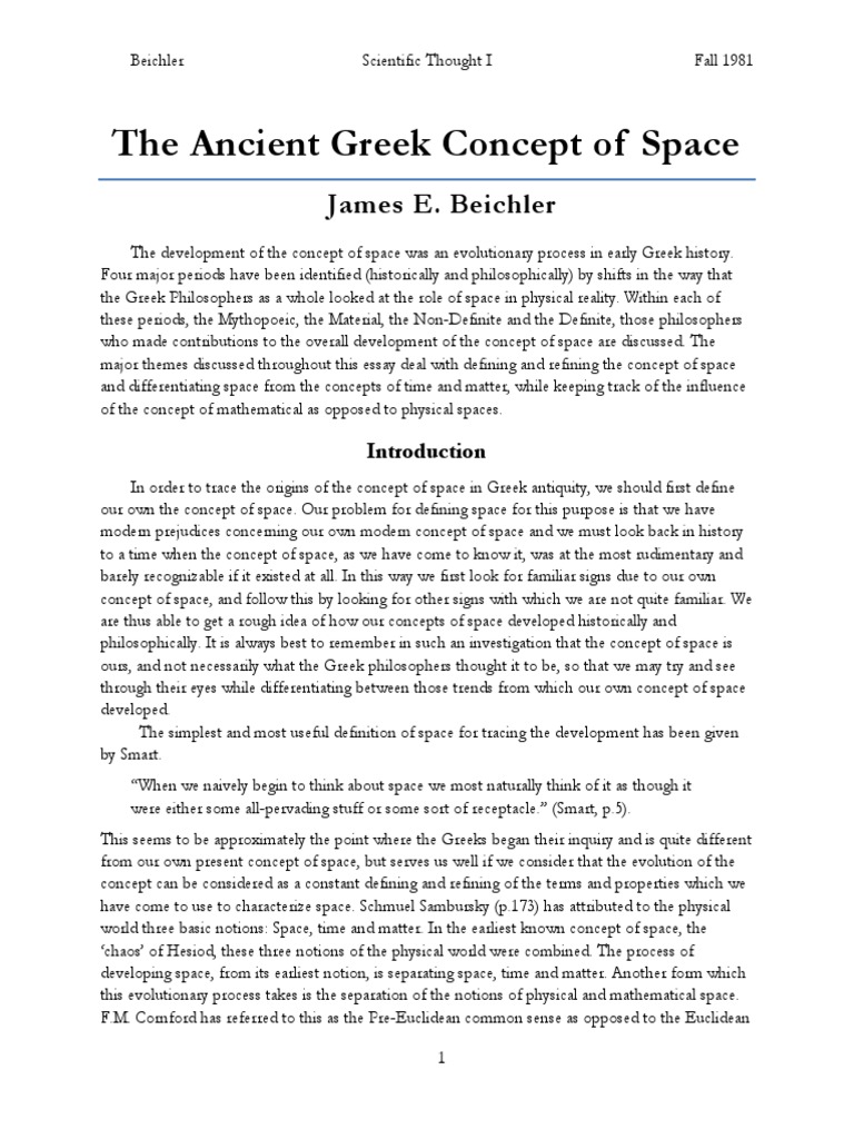 The Ancient Greek Concept of Space PDF | PDF | Nothing | Space