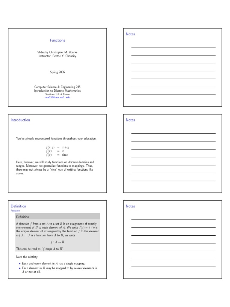 Functions Handout PDF | PDF | Function (Mathematics) | Logic
