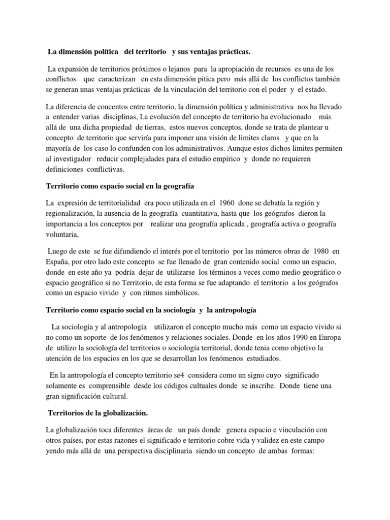 La Dimensión Política Del Territorio y Sus Ventajas Prácticas | PDF ...