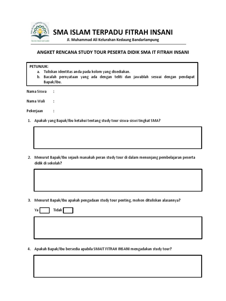 Angket Study Tour | PDF
