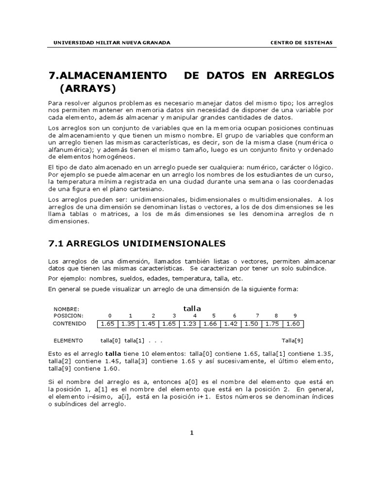 Arreglos Programación | PDF | Estructura de datos de matriz | C