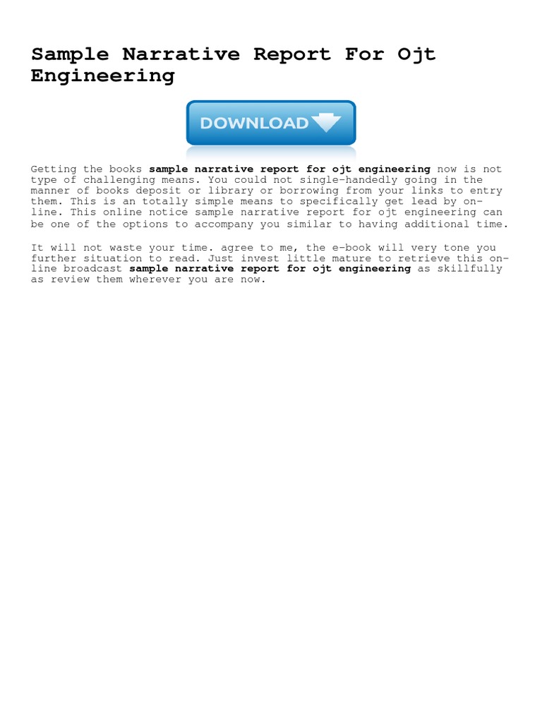 Sample OJT Engineering Narrative Report | PDF