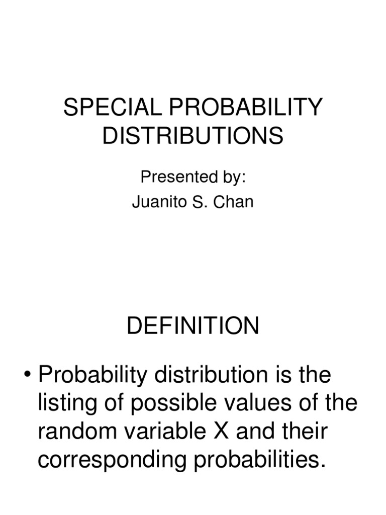 Understanding Special Probability Distributions Pdf Probability