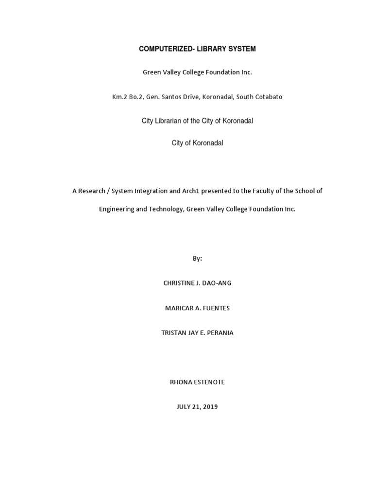 Computerized Library System | PDF | Libraries | Books