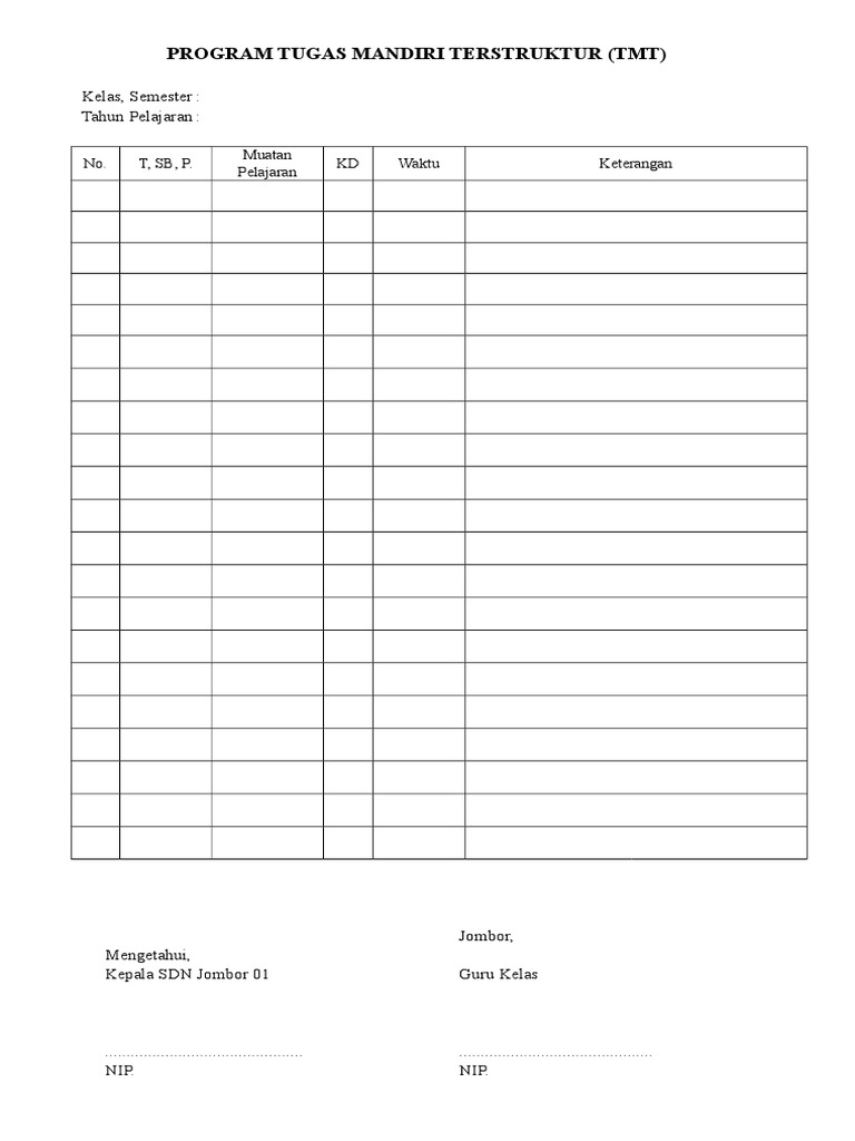 Administrasi Kelas: II 3, 4 Program TMT Dan TMTT | PDF