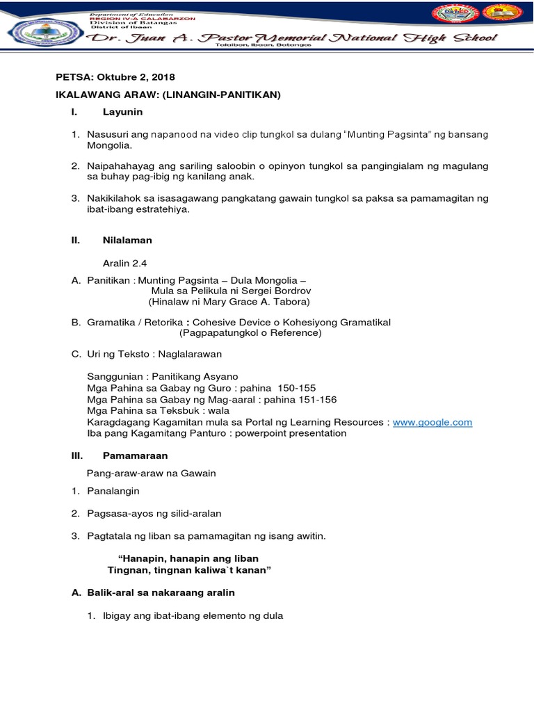 Munting Pagsinta | PDF