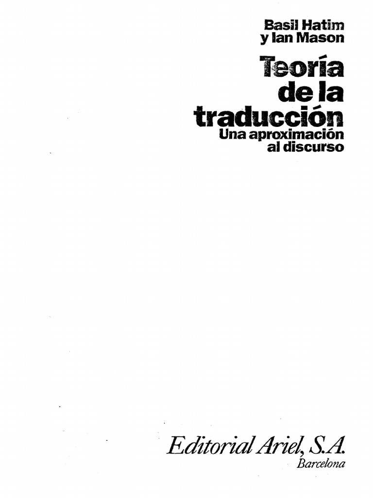 Hatim Basil Y Mason Ian Teoria De La Traduccion Pdf Traducciones