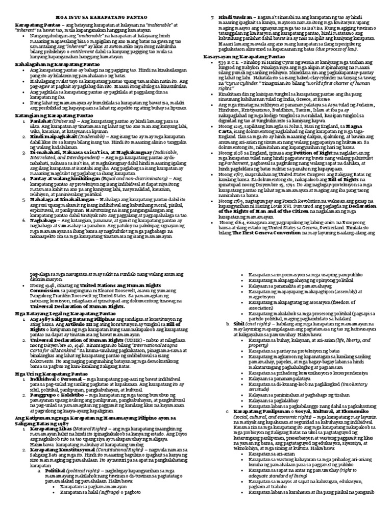 Mga Isyu Sa Karapatang Pantao | PDF