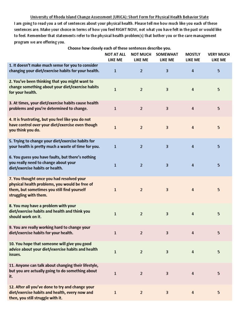 URICA Scoring Guide | PDF | Psychological Concepts | Psychology