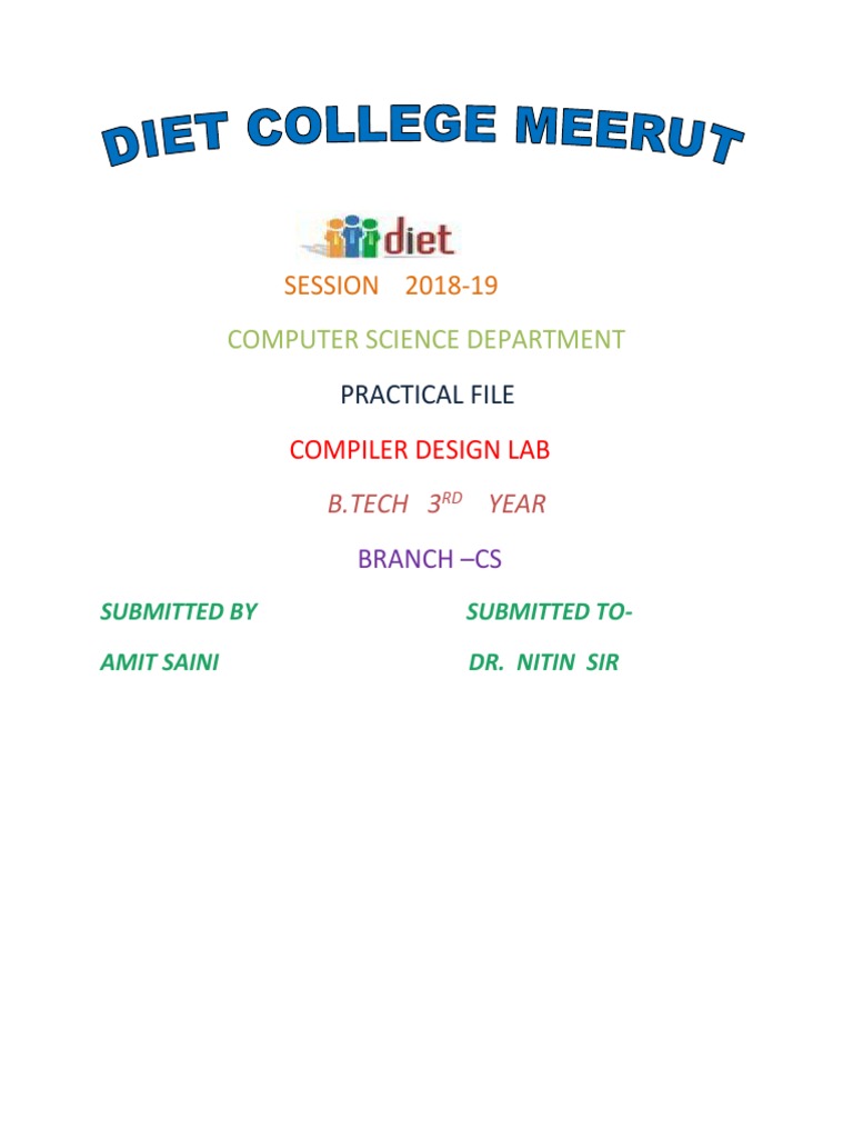 Compiler Design Lab Practical | PDF