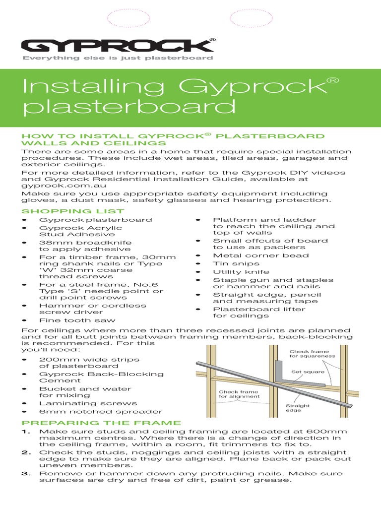 Installing Gyprock Plasterboard: How To Install Gyprock Plasterboard ...