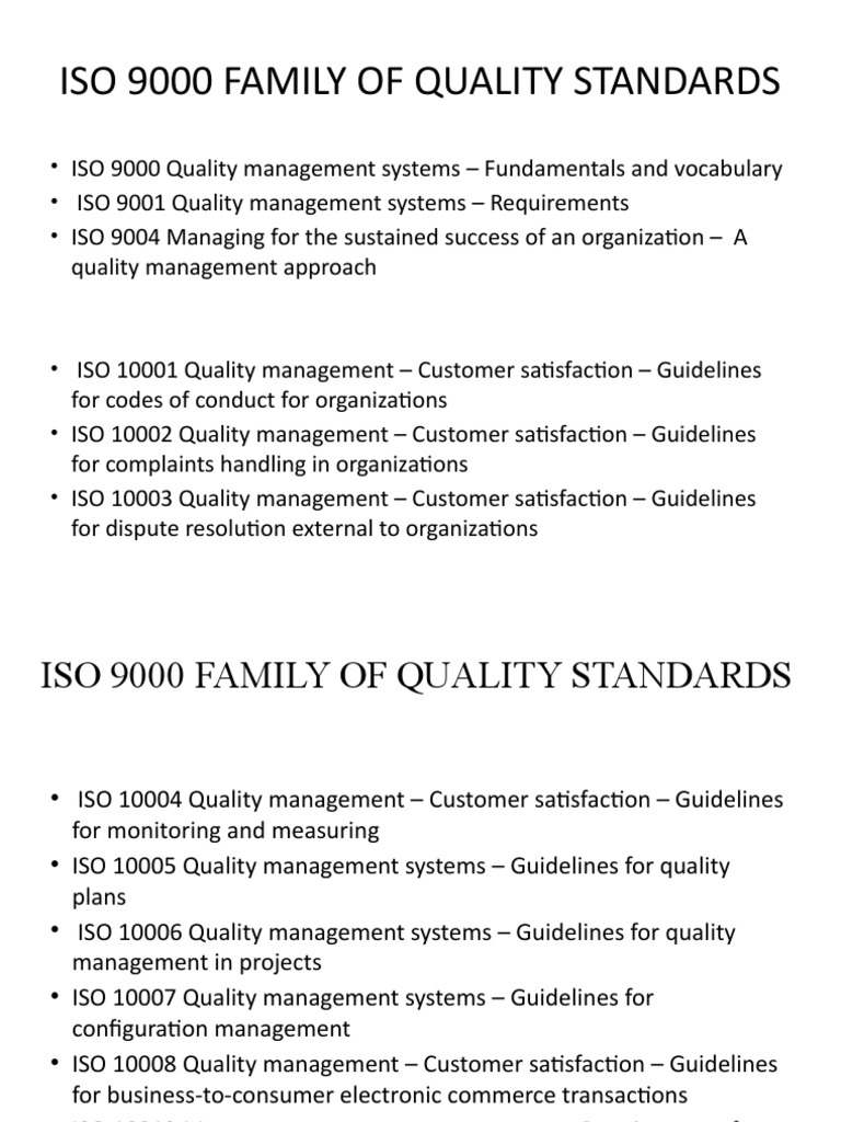 Iso 9000 Family of Quality Standards | PDF