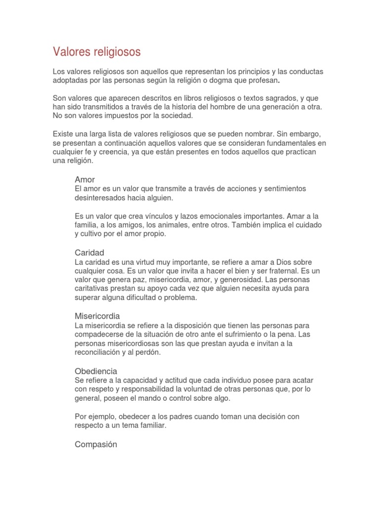 Valores Religiosos | PDF