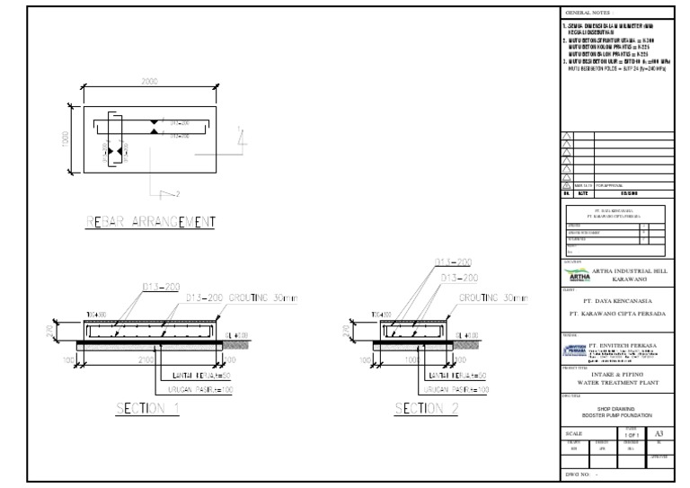 Shop DWG - Booster Pump Foundation | PDF