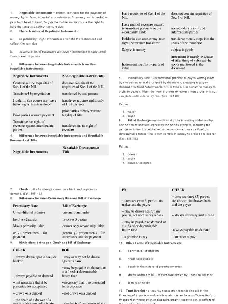 Negotiable Instruments Non-Negotiable Instruments | PDF | Negotiable ...